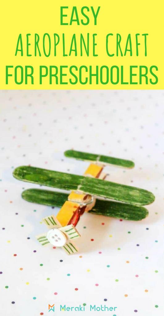 Clothespin Airplane Craft for Preschool - Meraki Mother